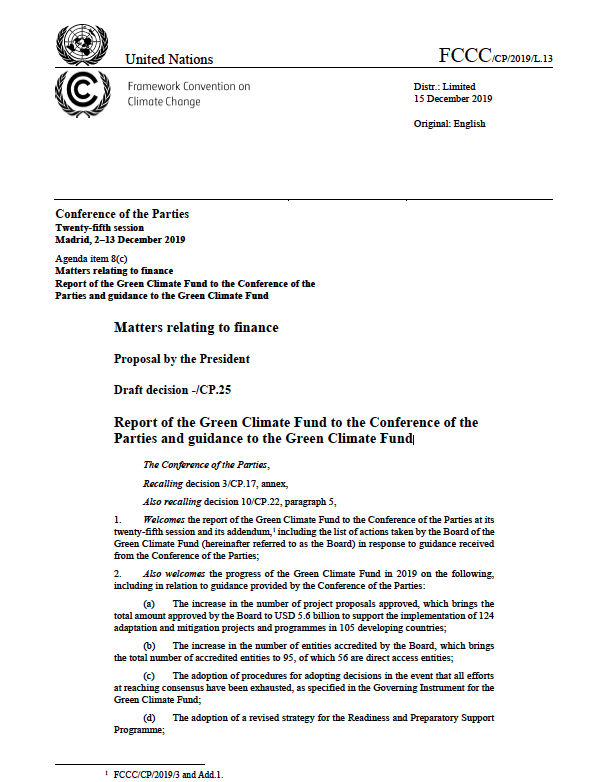 UNFCCC Draft Decision Welcomes Forward-Looking Performance Review ...