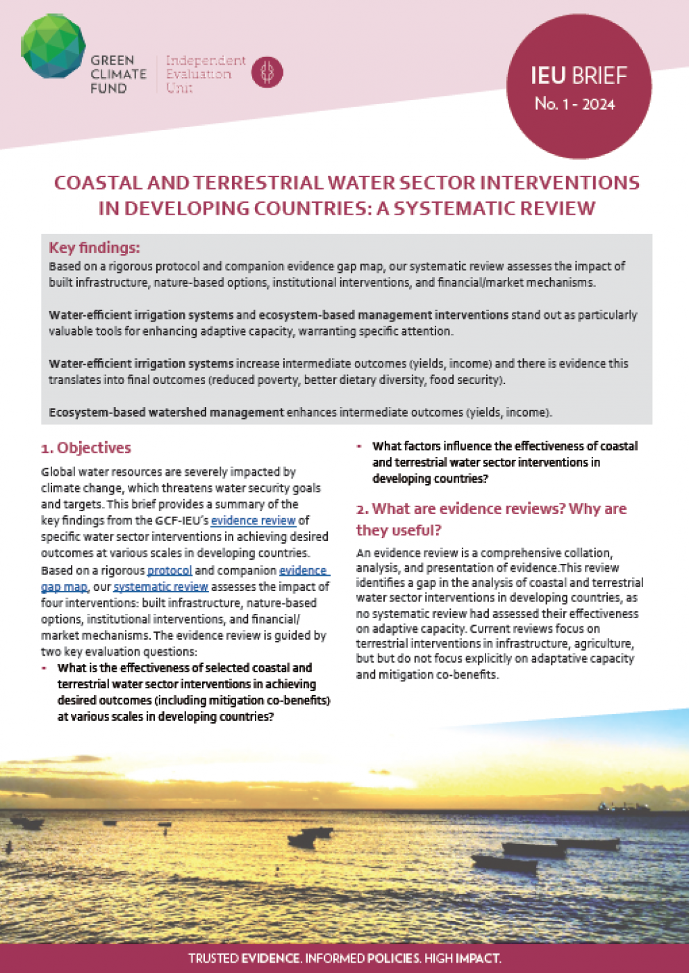 Evidence review: Water | Independent Evaluation Unit | Green Climate Fund