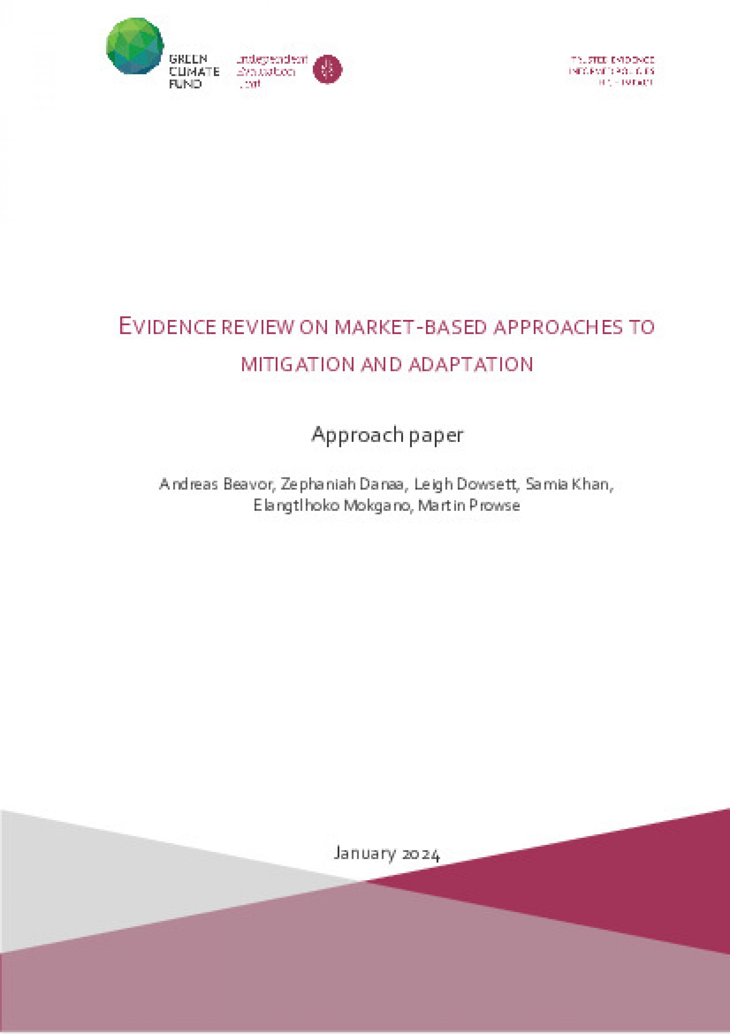 Evidence review: Market-based approaches to mitigation and adaptation ...